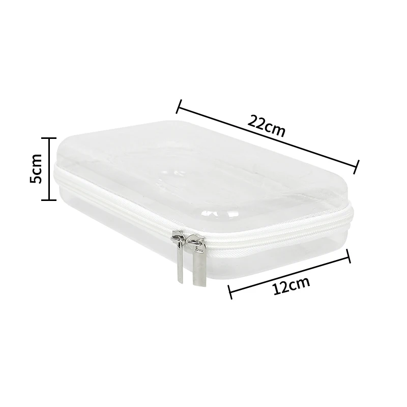 PVC Transparent Square Storage Zipper Hard Shell Case Pencil Clear ...