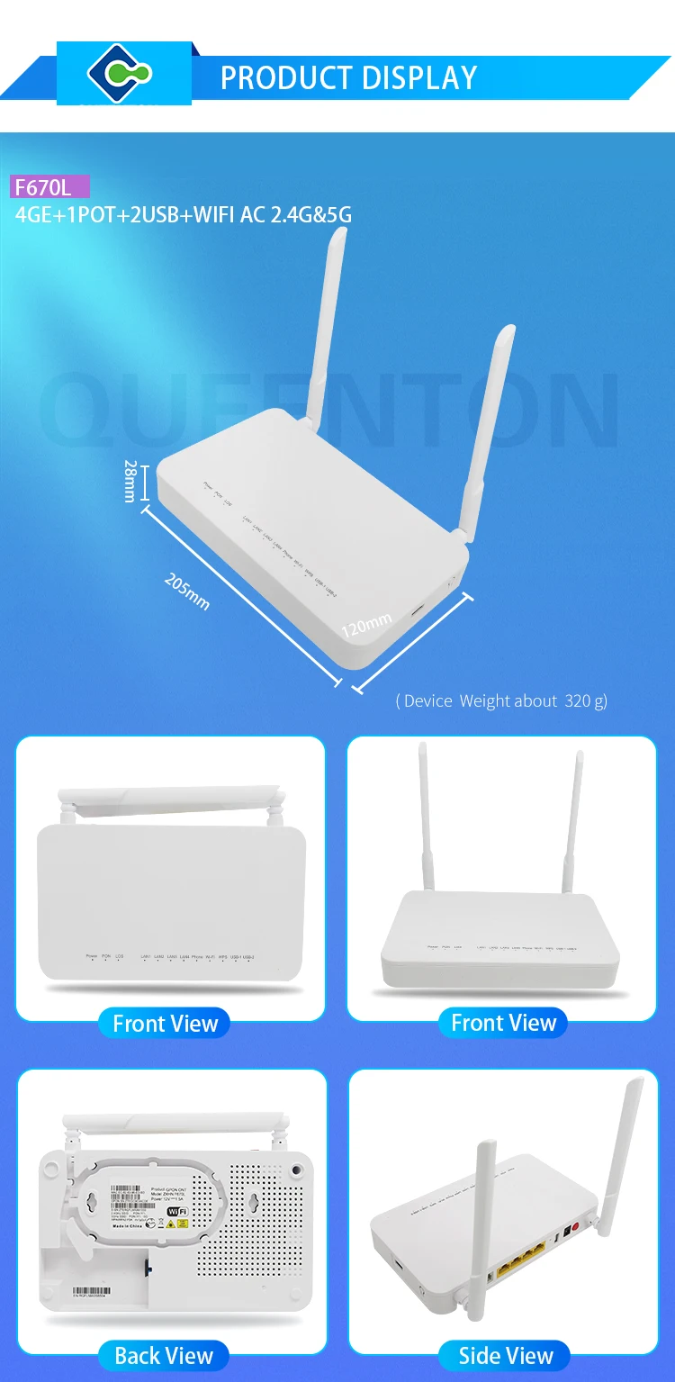 F670L Dual Band ONT - 2.4G & 5G Wifi Gpon Onu Router V6.0