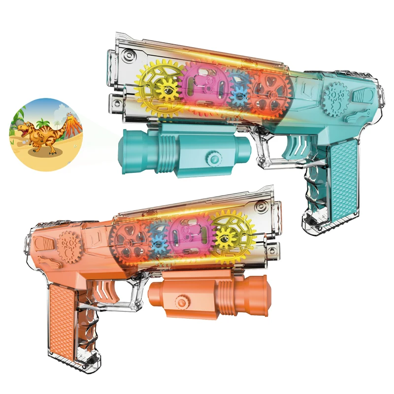 12pcs Transparent Gear Gun Dinosaur Projection Flash Light Toy For Boys ...