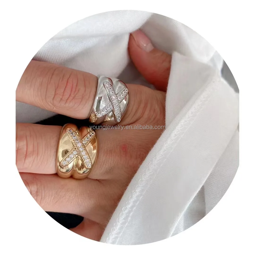 Viral Tiktok Products 2024 Cross Finger Copper Gold Silver Ring For ...