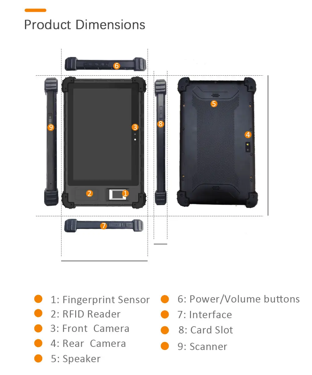 HFSecurity FP08 Android Iris Facial Fingerprint Biometric Tablet with ...