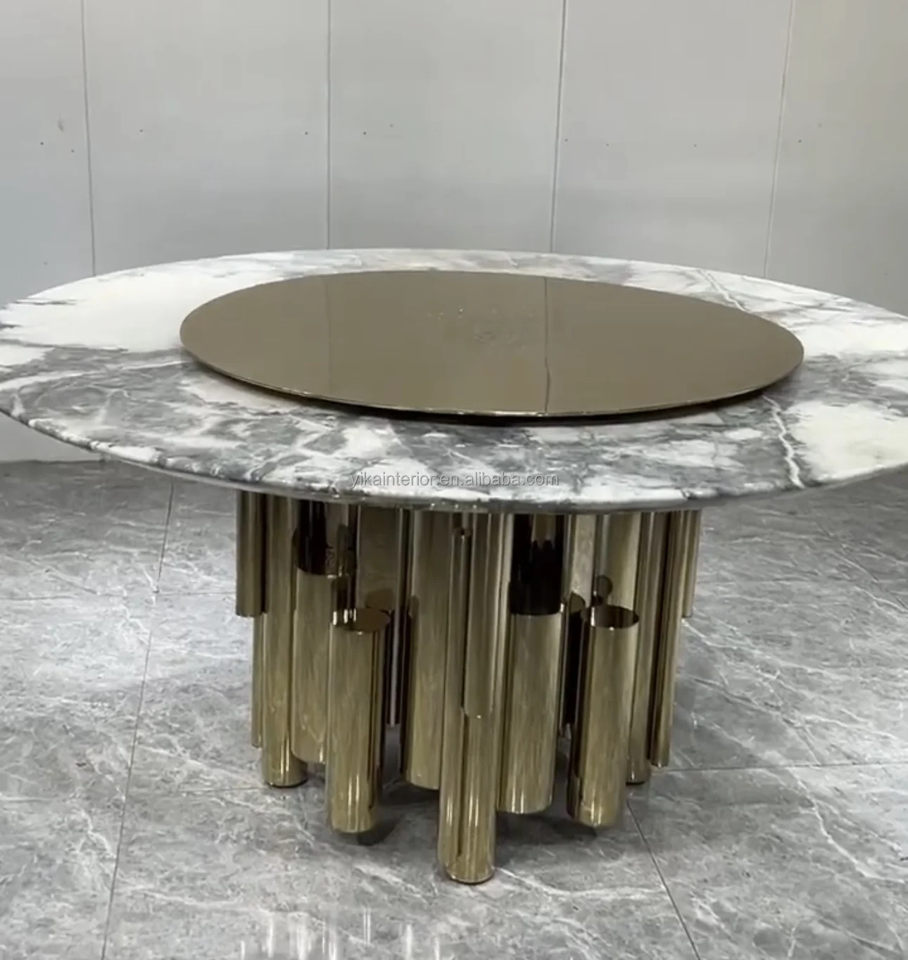 Italian Design Metal Dining Table Stainless Steel Base Real Marble ...