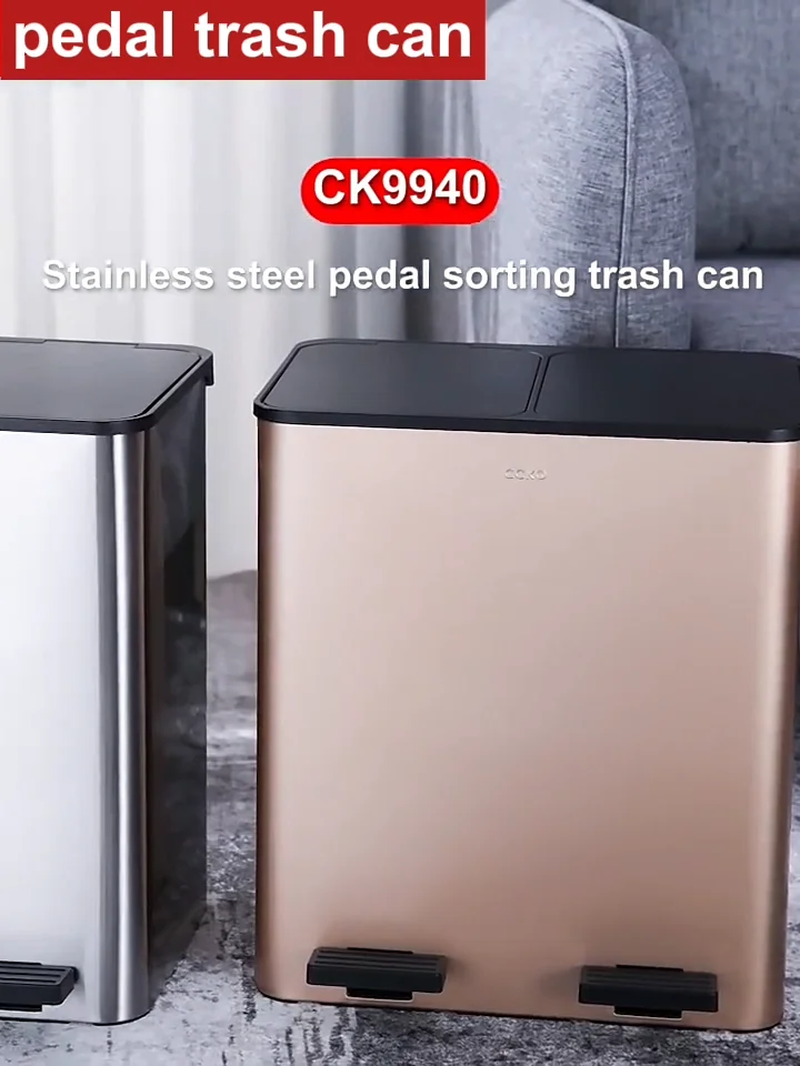 Kitchen Restaurant 18l 30l Gold Silver Large Gold Dual Garbage Bin ...