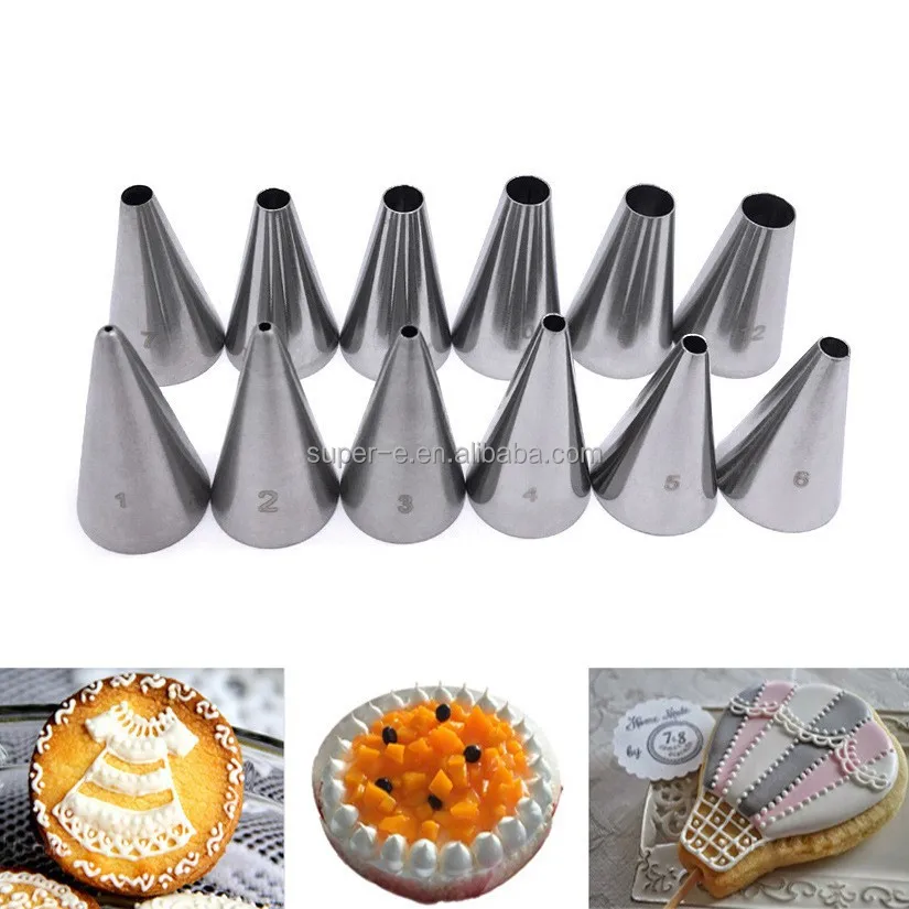 Round Small Size Cake Decorating Tip Sets Cream Line Drawing Writing ...