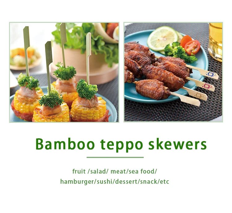 40cm bamboo wooden fruit bbq teppo skewer for Food BBQ Custom Logo ...