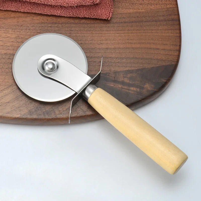 High Quality Pizza Cutter Stainless Steel Wheel With Wood Handle Pizza ...
