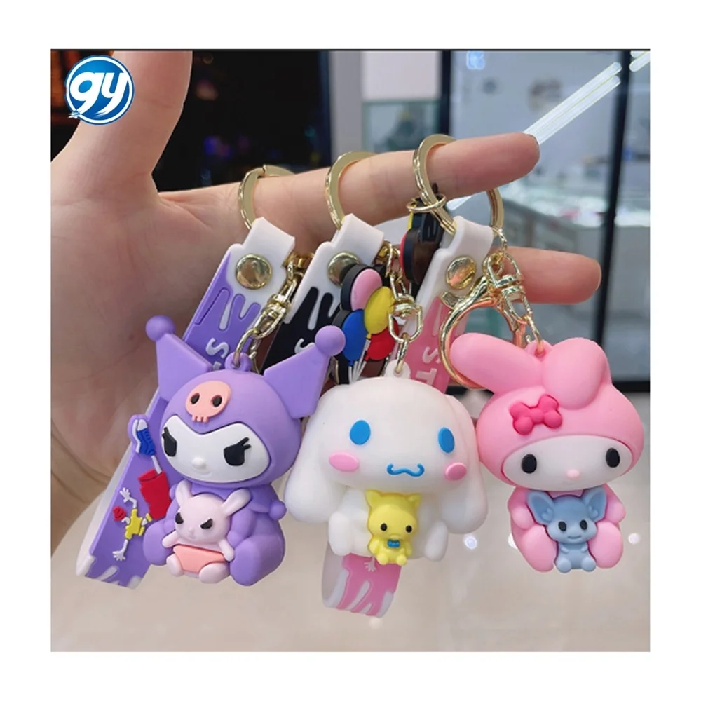 Cute Kawaii Kuromi Soft Melody Sanrioed Rubber Pvc Keychain - Buy Anime ...