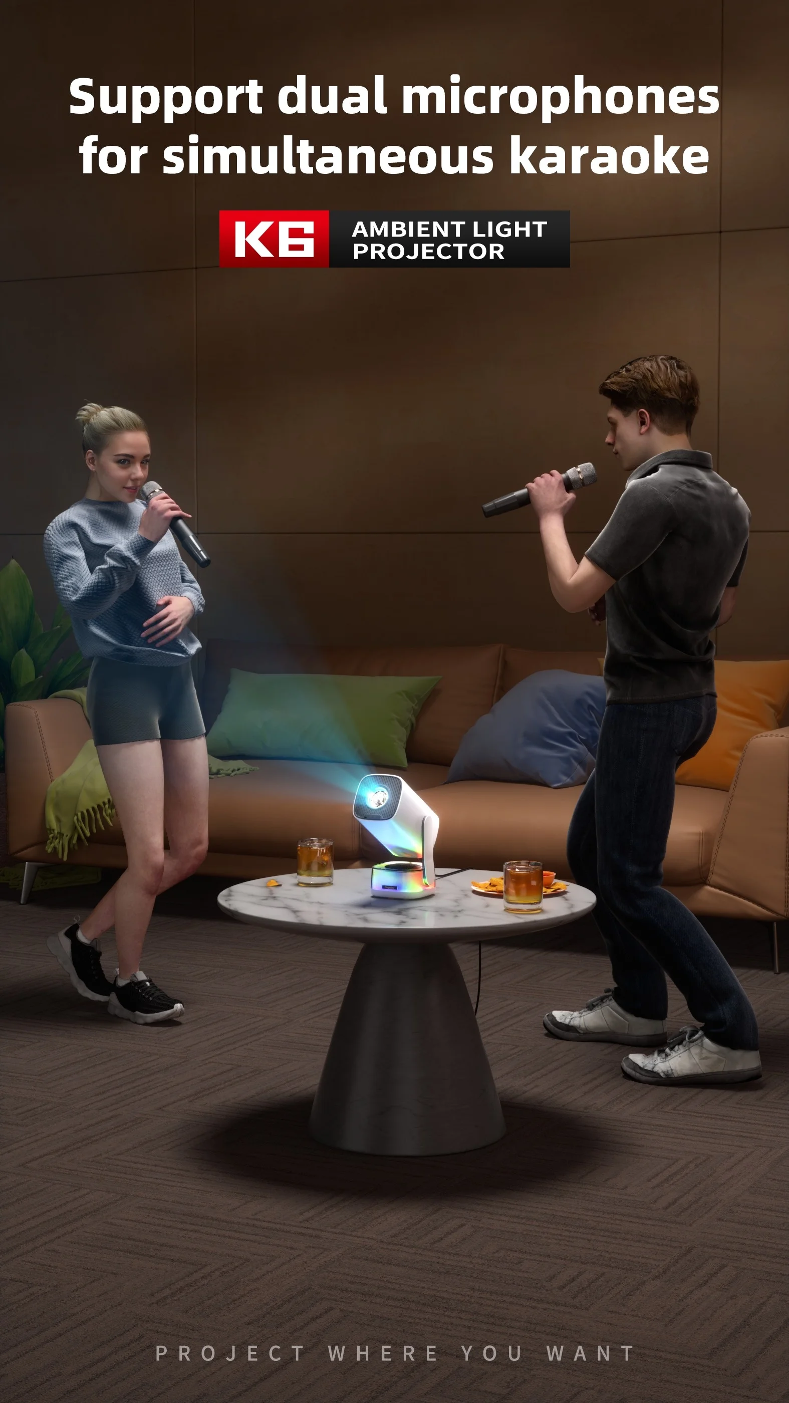 Best Gift Video Beam Projector Android 13 Home Theater Mini Portable LCD Projector KTV Karaoke ...