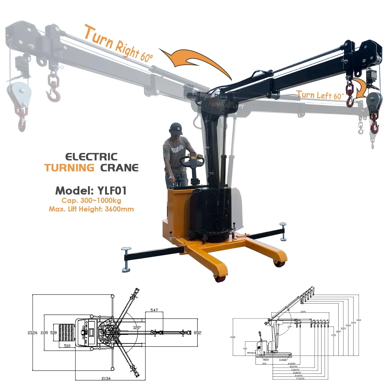 Alibaba.com: Rotatable Mini Shop Crane Truck, 1000-4400 Lbs Lifting ...