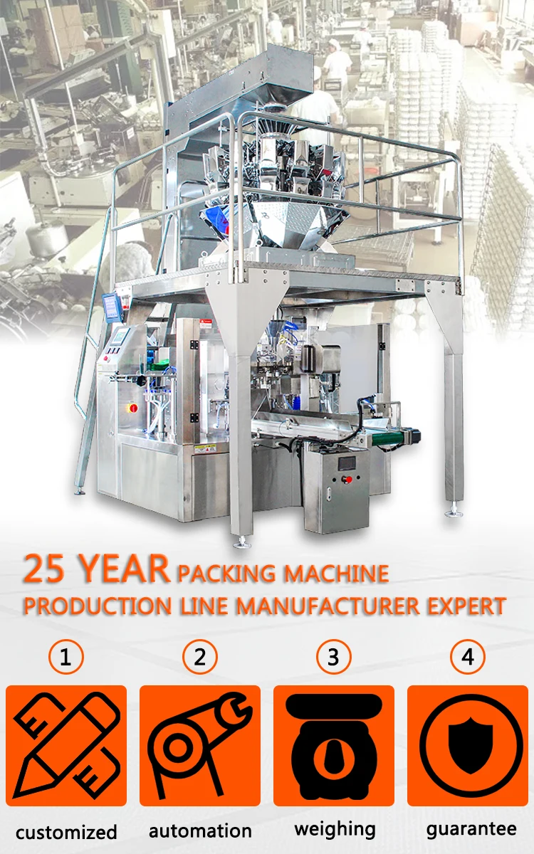 Automatic Premade Rotary Nitrogen Flush Egg Roll Zipper Bag Weighing ...