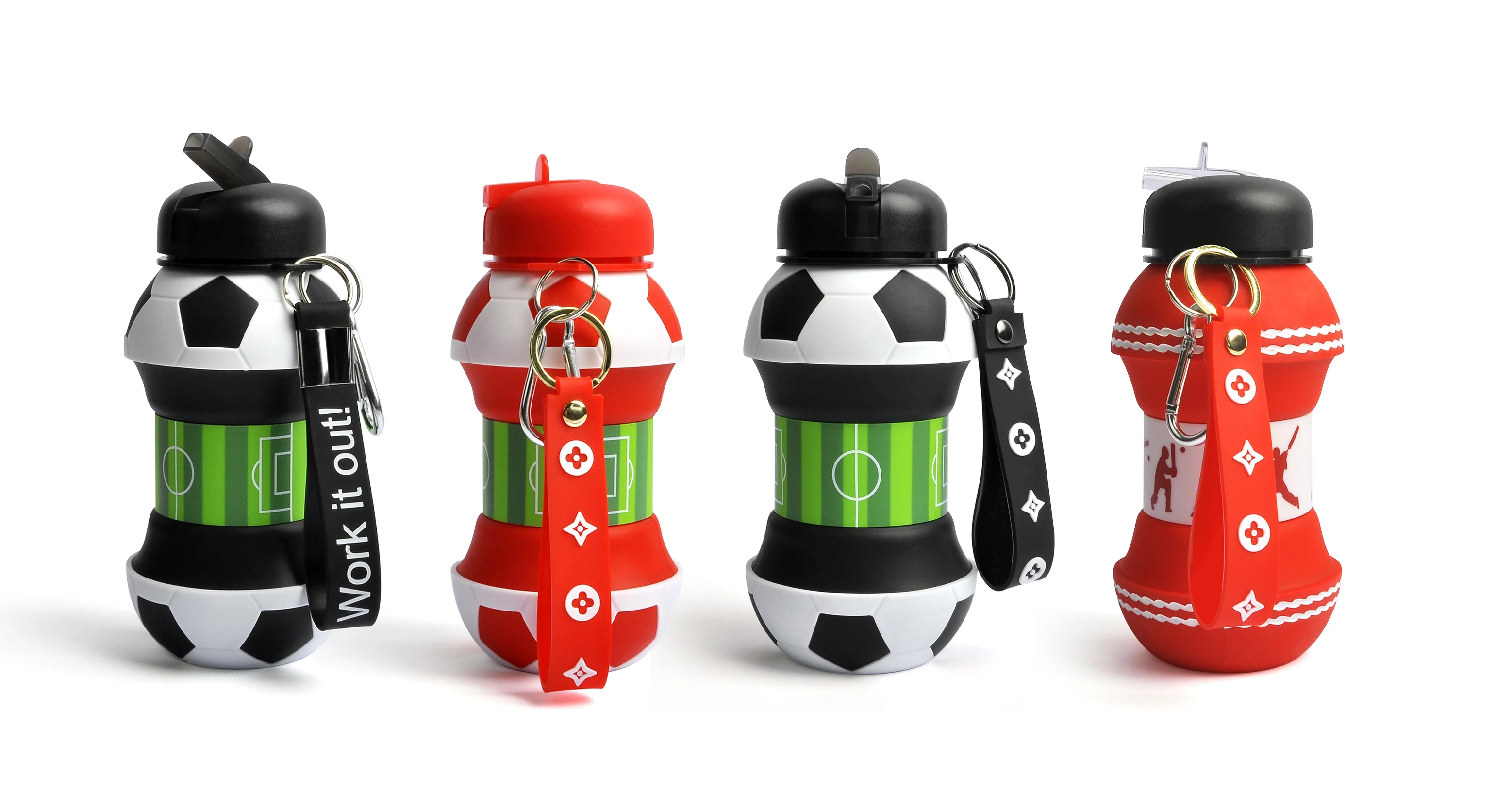 Popular Kids Sport Soccer Drinkware Foldable Silicone Water Bottle Bpa ...