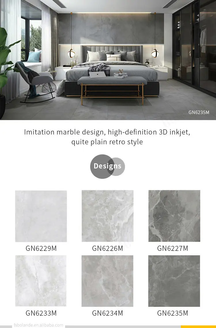 60x60 Non Slip Grey Porcelain Tiles for Bathroom Walls