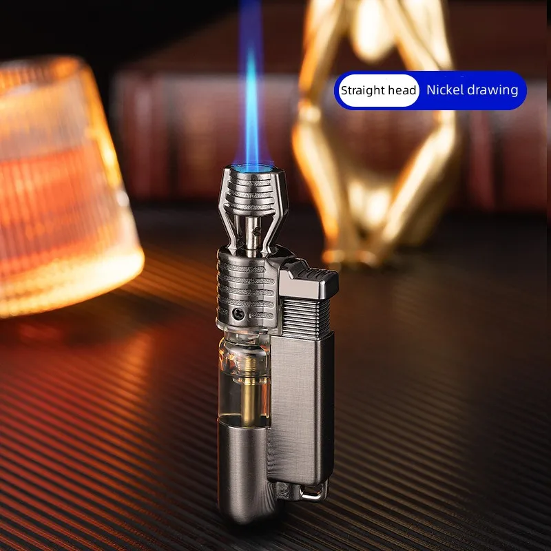 High Pressure Injection Direct Impact Lighter Windproof Visual Gas Blue ...