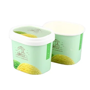 Square Yogurt Packaging Boxes Frozen Sundae Gelato Container Plastic ...