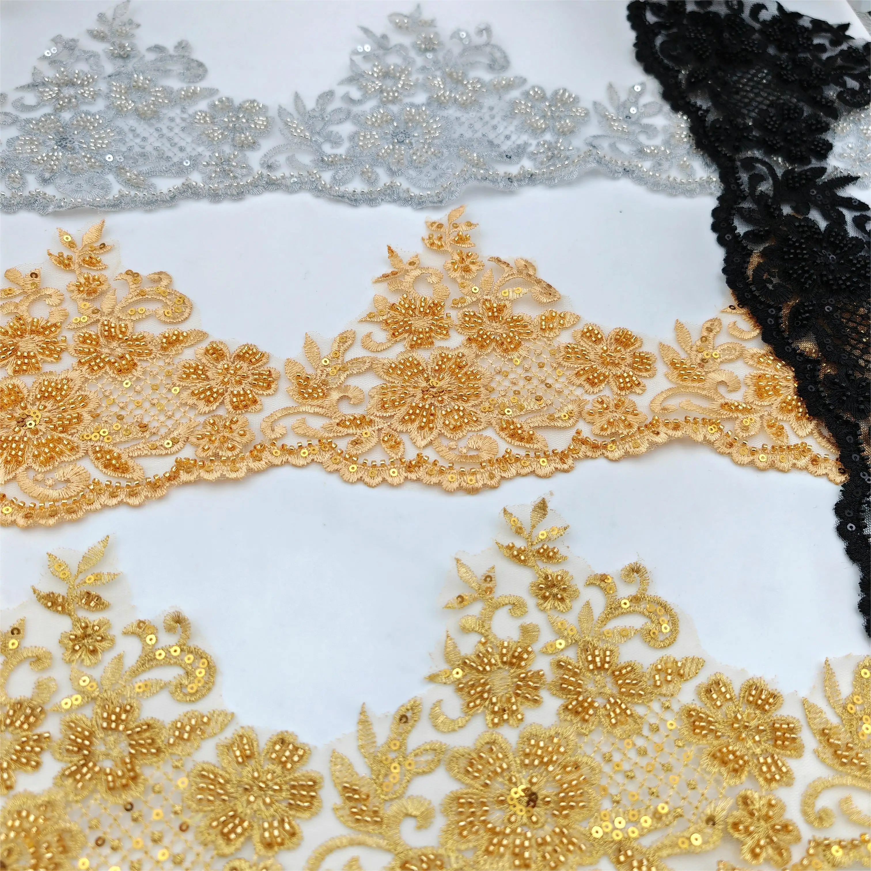 Wholesale Price Luxury Beaded Lace Embroidery Bridal Bead Lace Trim ...