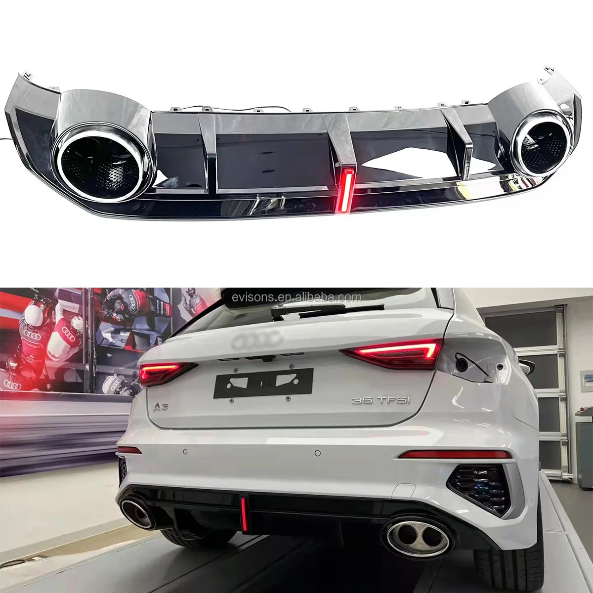 Rs3 Style Rear Diffuser Body Kit Rs3 Rear Bumper Diffuser For Audi A3 ...