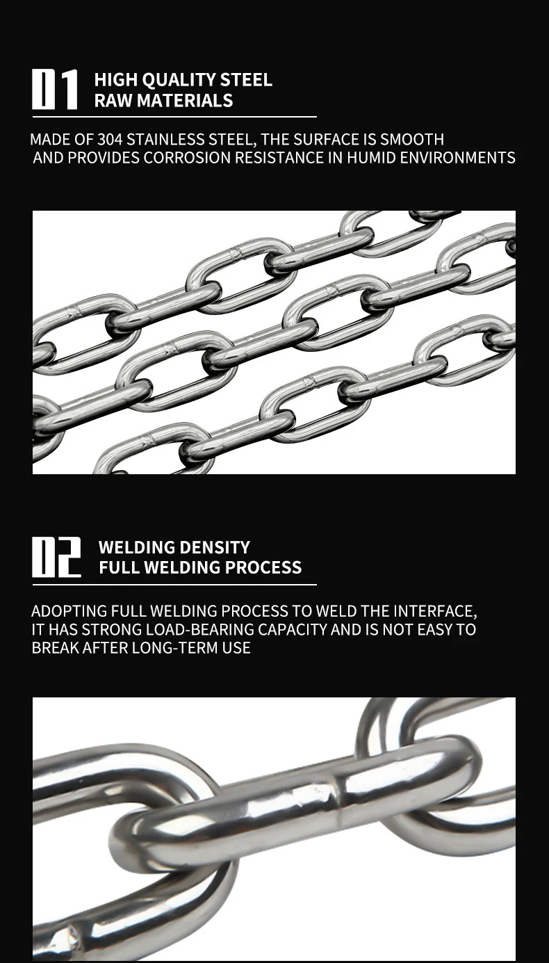 6MM Stainless Steel Welded Chain 304&316 Boats Anchor Chain with Plain ...