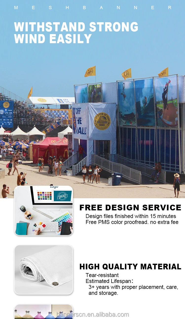 Custom Signage Outdoor Hoarding Vinyl Frontlit Glossy Flex Fence ...
