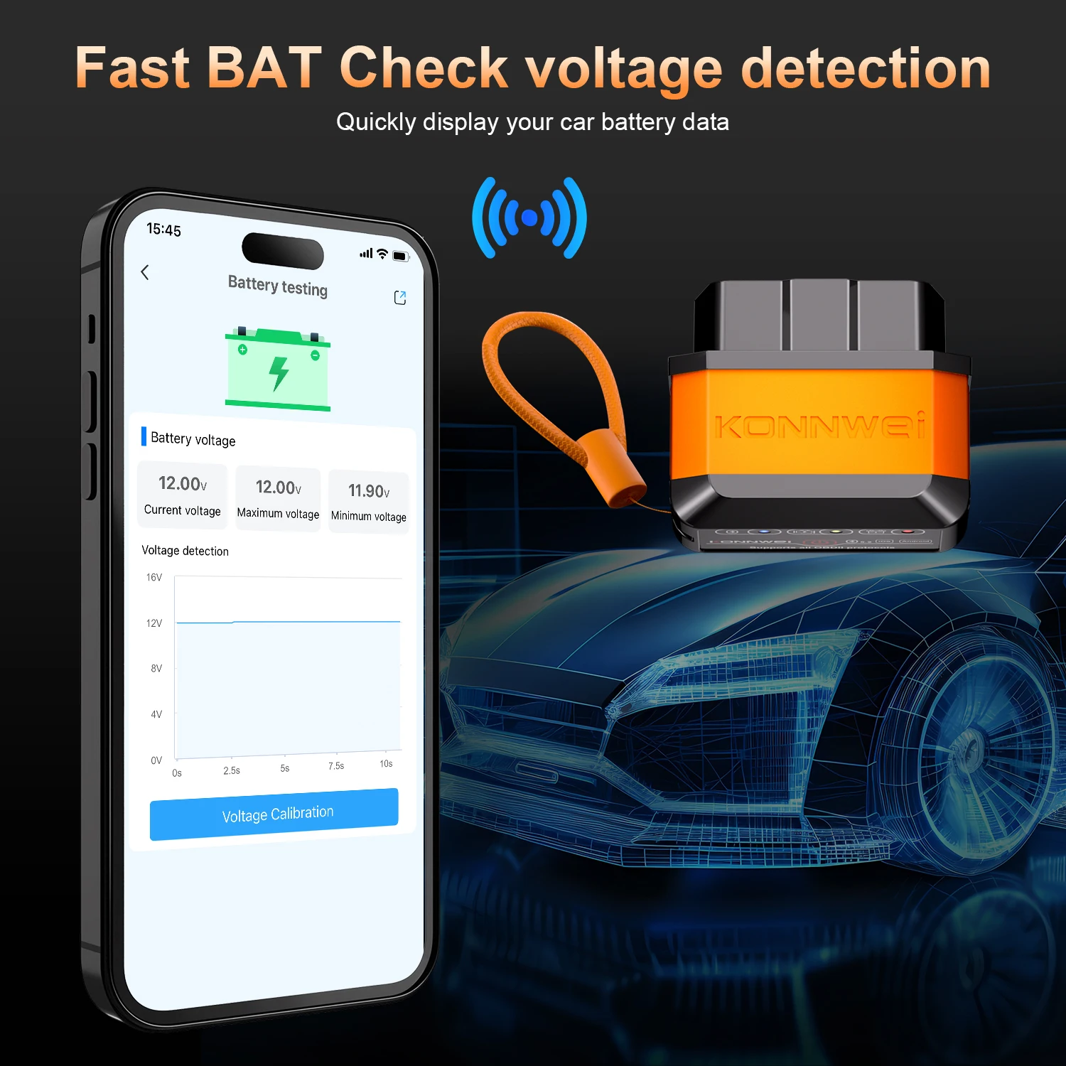 KONNWEI KW905 DIY Enthusiasts Bluetooth 5.2 OBD2 Scanner Code Reader ...