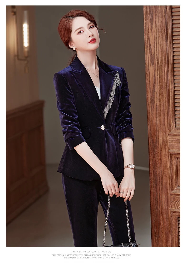 High Quality Fashion Wholesale 2 Piece Velvet Suit Set For Women