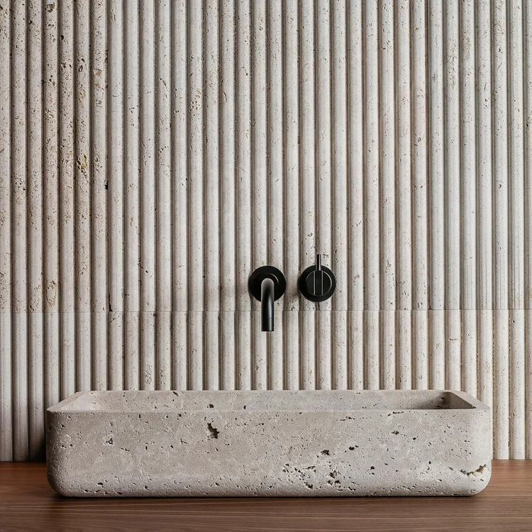 New Design Beige Travertine Wands Curve Fluted Marble Tile