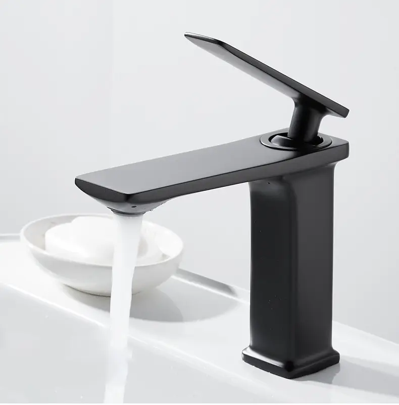 Modern Designer Black+rose Gold Basin Mixer Hot Cold Water Vanity ...