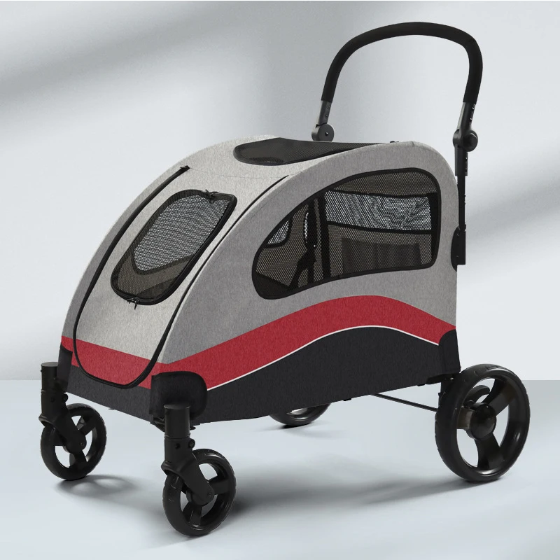 Large Dog Stroller Jogger Pet Stroller Breathable Animal Stroller With ...