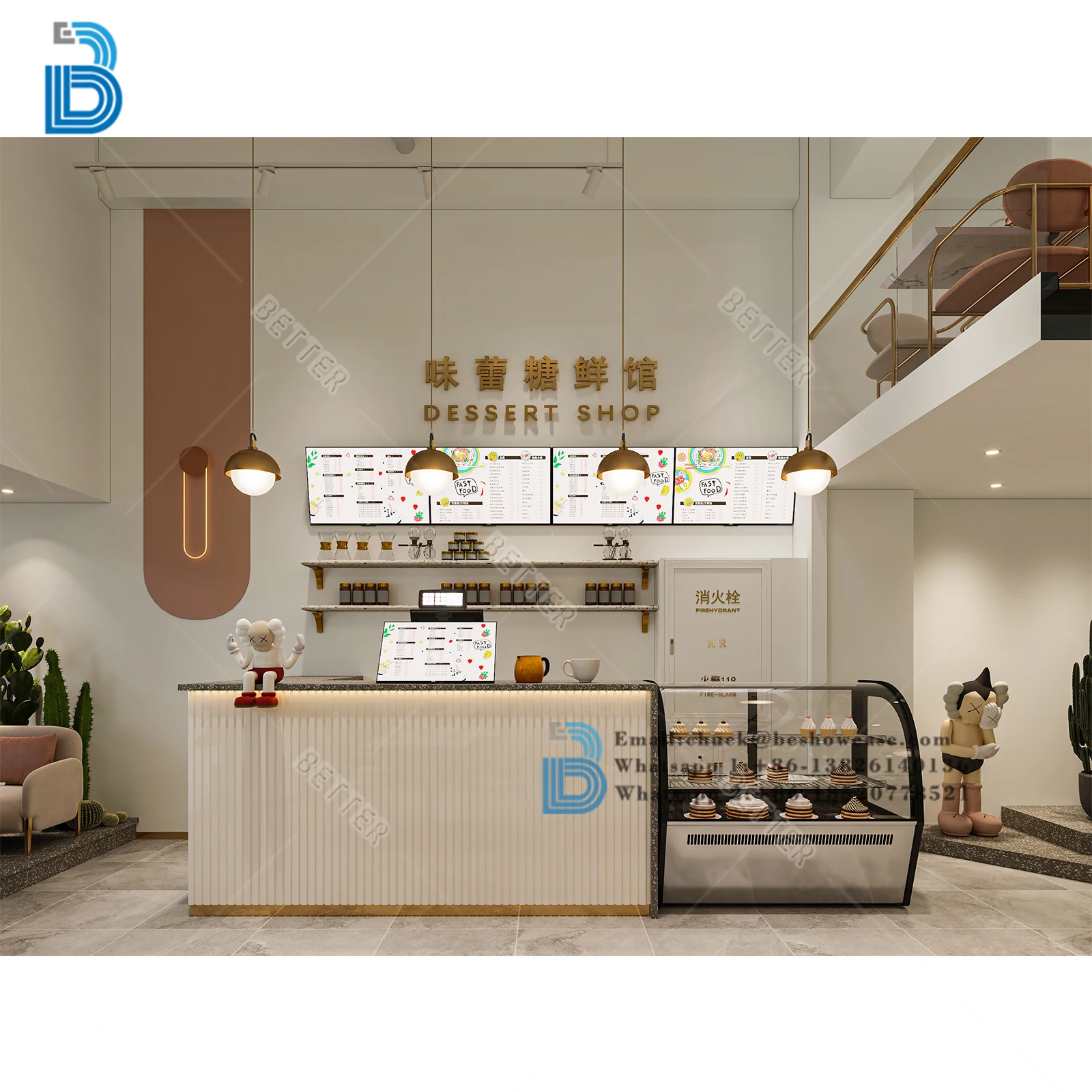 Wooden Bakery Shop Counter Design Customized Glass Showcase Display ...