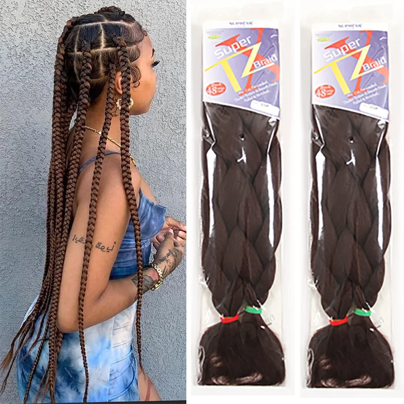 48-Inch Pre-Stretched Synthetic Hair Braids High Quality 180g Jumbo TZ ...