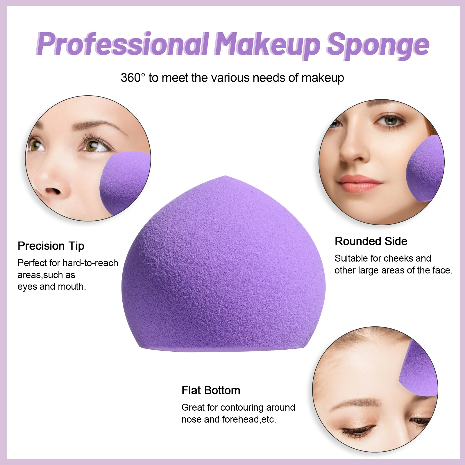 4PCS Purple Marshmallow Sponge Latex Free Wet Dry Super Soft Peach ...