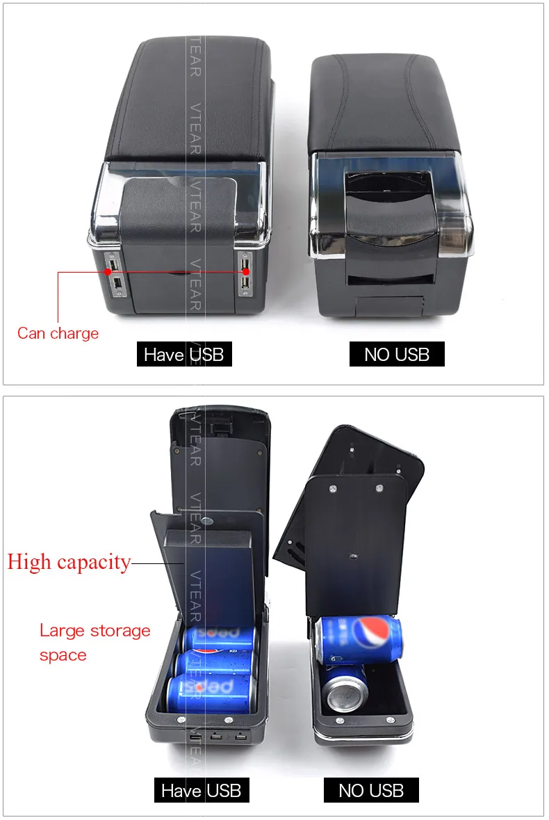 Vtear Auto Armrest Interior Center Console Storage Box Arm Rest ...