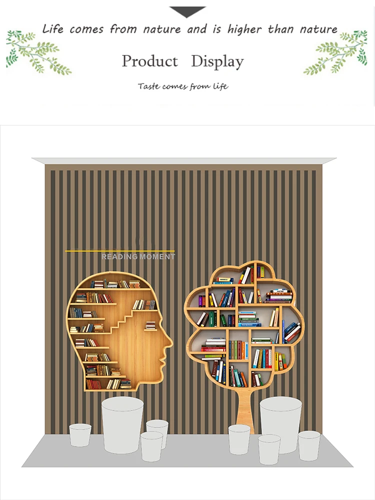 Face Bookshelf Face Makeup Wall Bookcase School Library Bookstore Wall ...