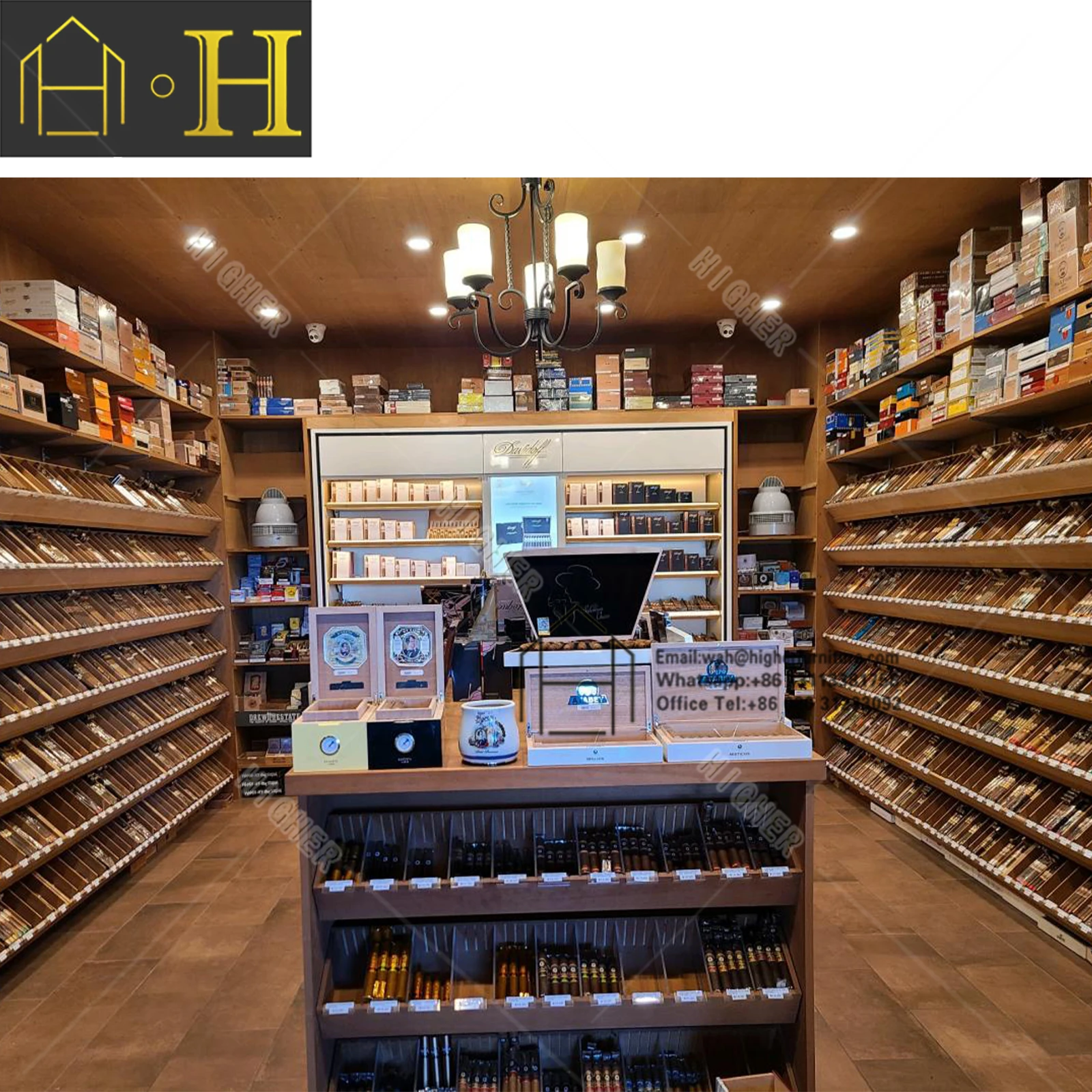 Custom Design Cigar Smoke Wine Store Showcase - LED Light