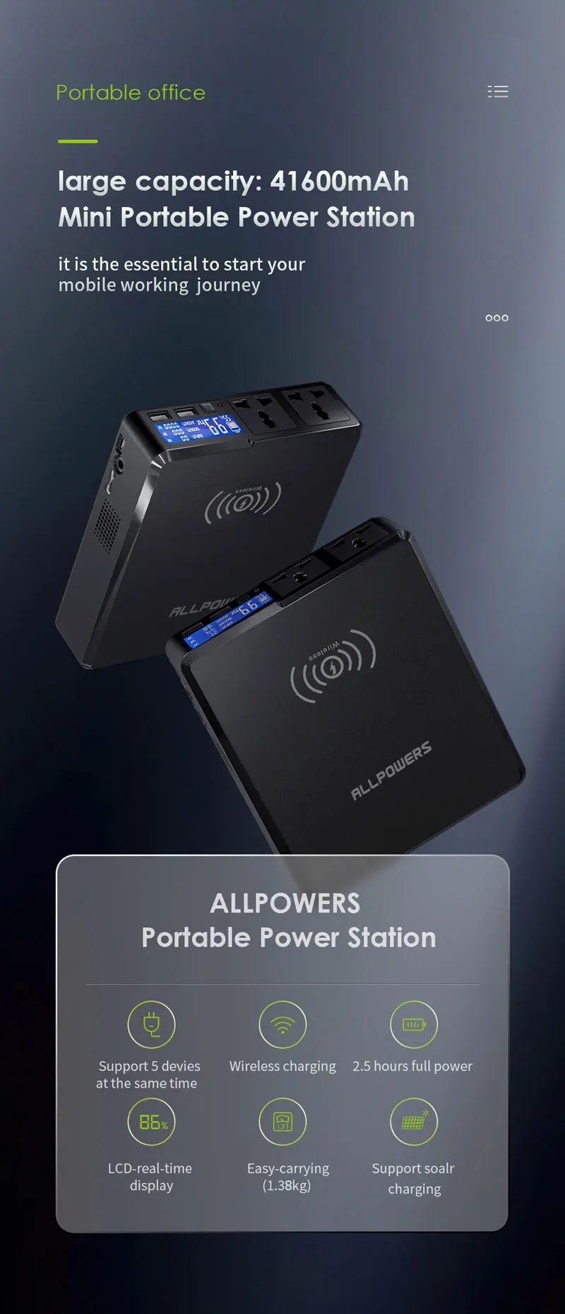 Portable Power Bank 100v 120v 220v 230v Power Bank 154wh/41600mah ...