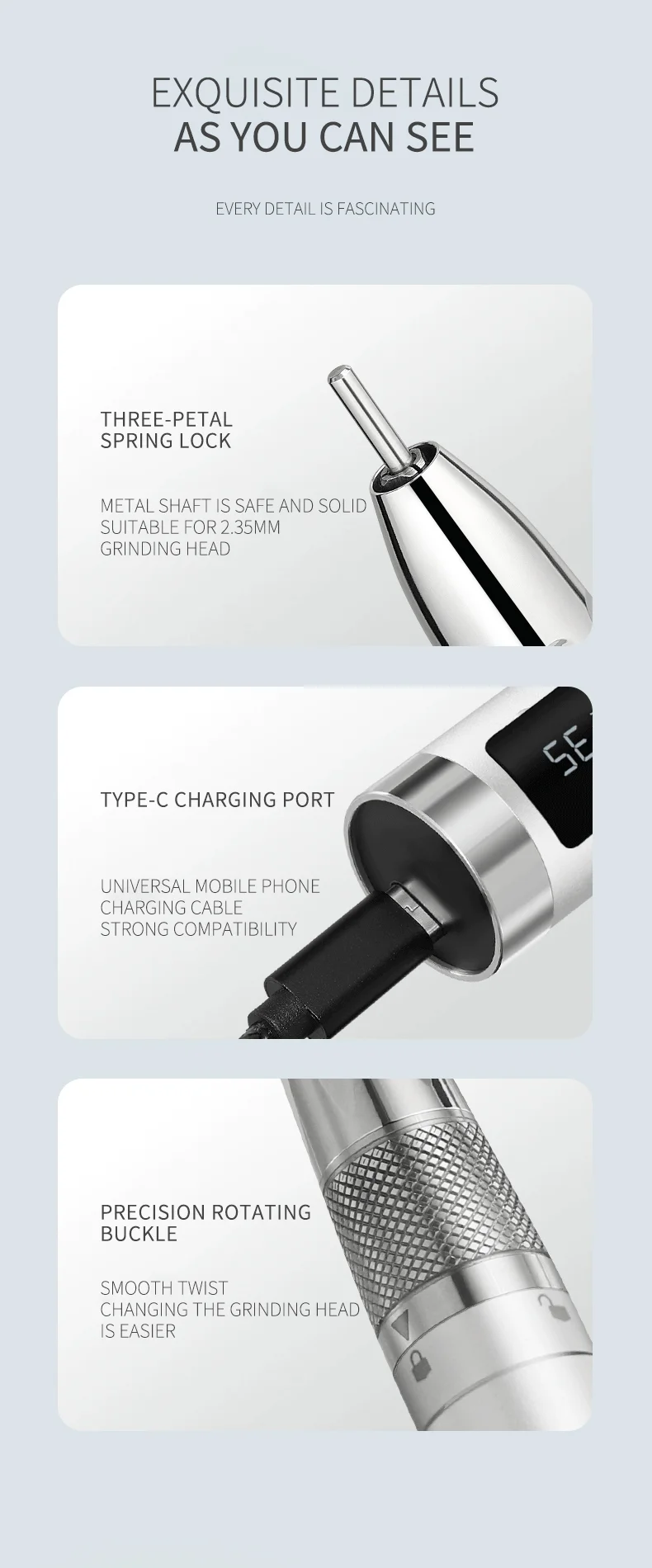 Amdmg 35000 Rpm Rechargeable Portable Electric Nail File Professional ...