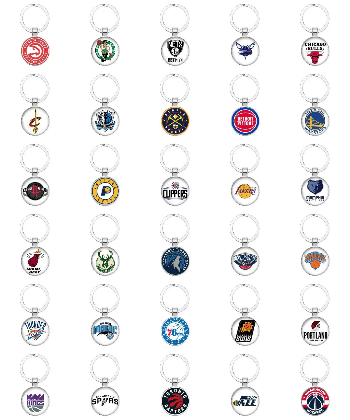 Nba Team Alloy Emblem Keychain Time Gem Crescent Pendant Double-sided ...
