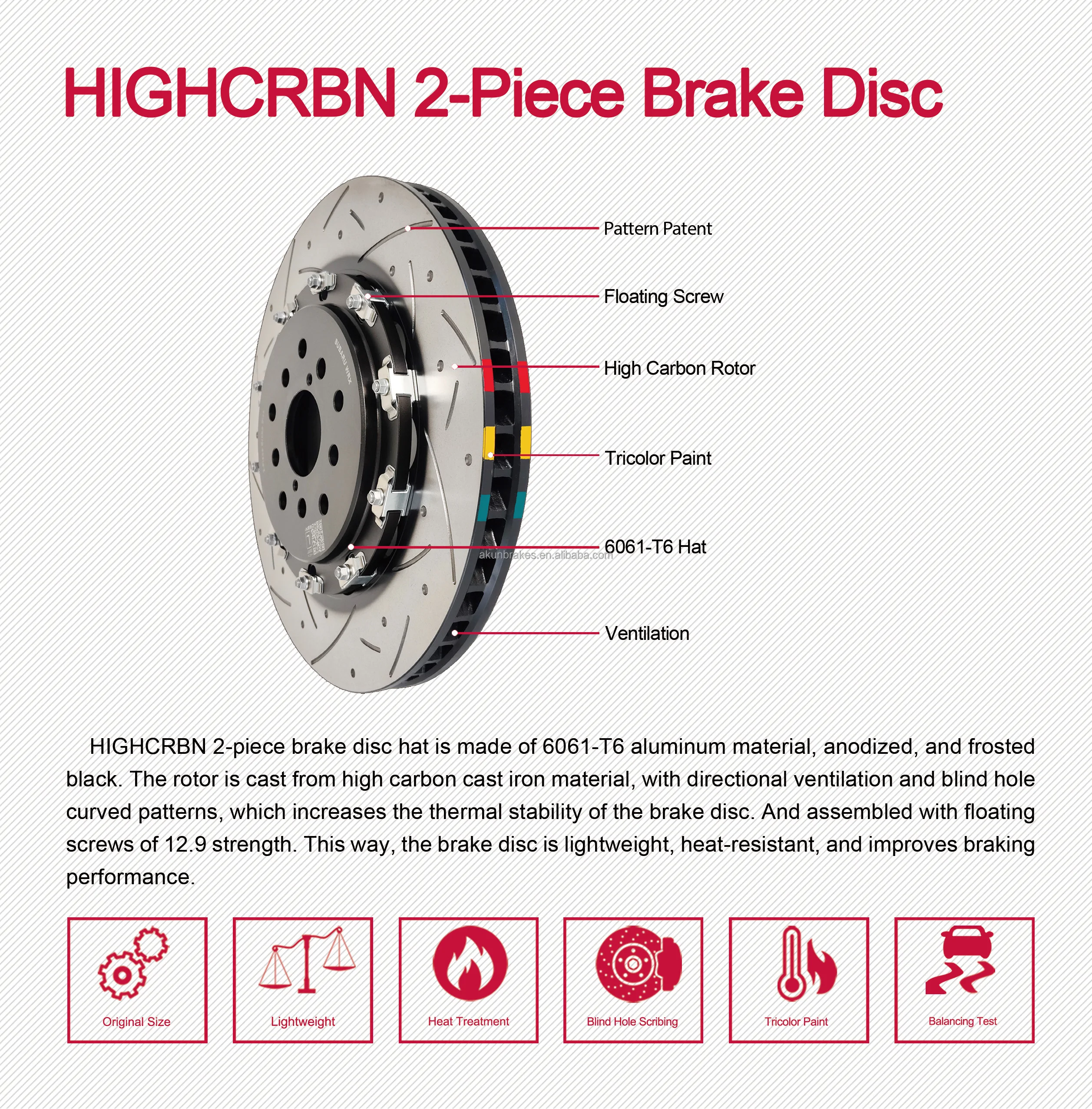 HIGHCRBN 345*30mm 2-piece Brake Disc Floating Front for Volkswagen Golf ...