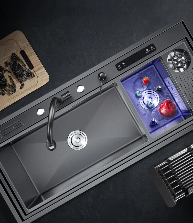 High Temperature Disinfection Dryer Ultrasonic Sink Washing Fruit ...