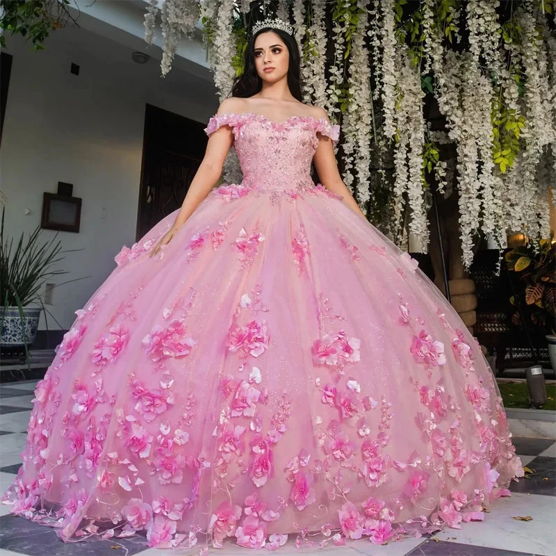 Mumuleo 2023 Vestido De Baile Rosa Vestidos De Quinceañera 3d Flor ...