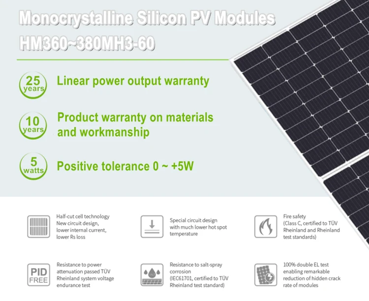 Hinergy M6 Solar Panels 120 Half Cells 360w 365w 370w 380w Mono Perc Monocrystalline 360watt ...