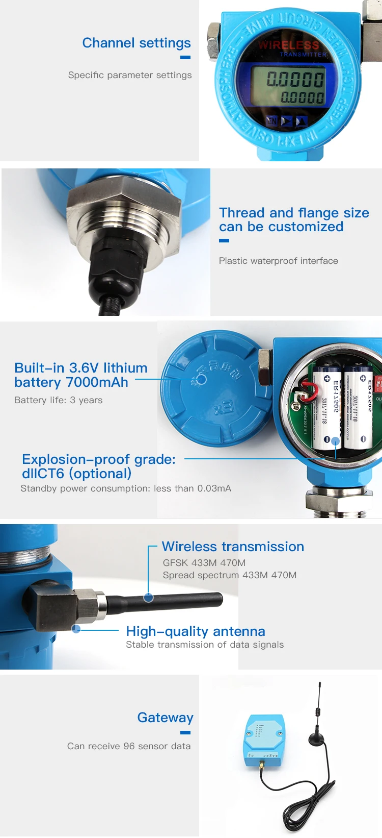 433mhz Lora Wireless Water Tank Level Sensor - Buy Wireless Water Tank ...