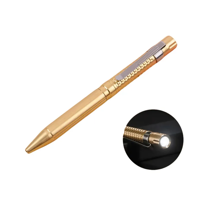 Lighted Tip Brass Ballpoint Pen With Light Flashlight Led - Buy Brass ...