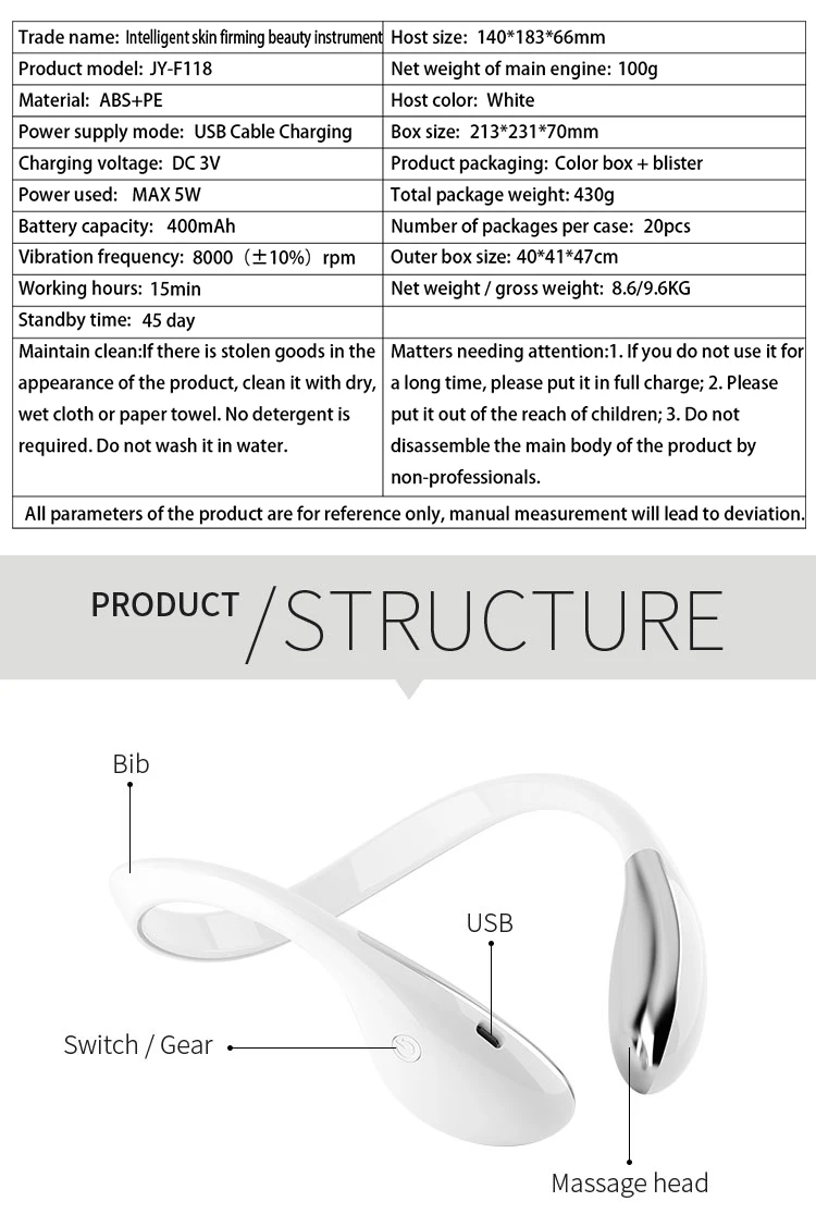 Home Use Face & Neck Vibration Neck Face Lifting Massager Beauty Device ...