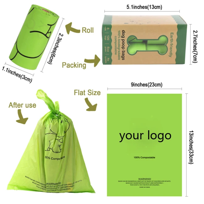 Scented Disposable Compostable Pet Biodegradable Dog Poop Baggies Poop ...