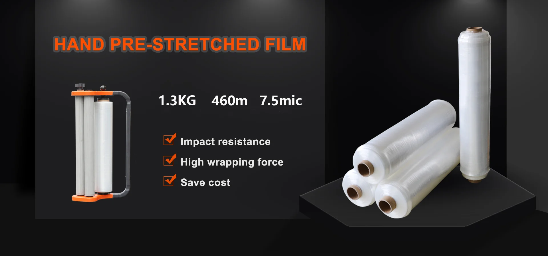 Smartwasp Hand Pre-Stretched Film - 460m with Free Dispenser
