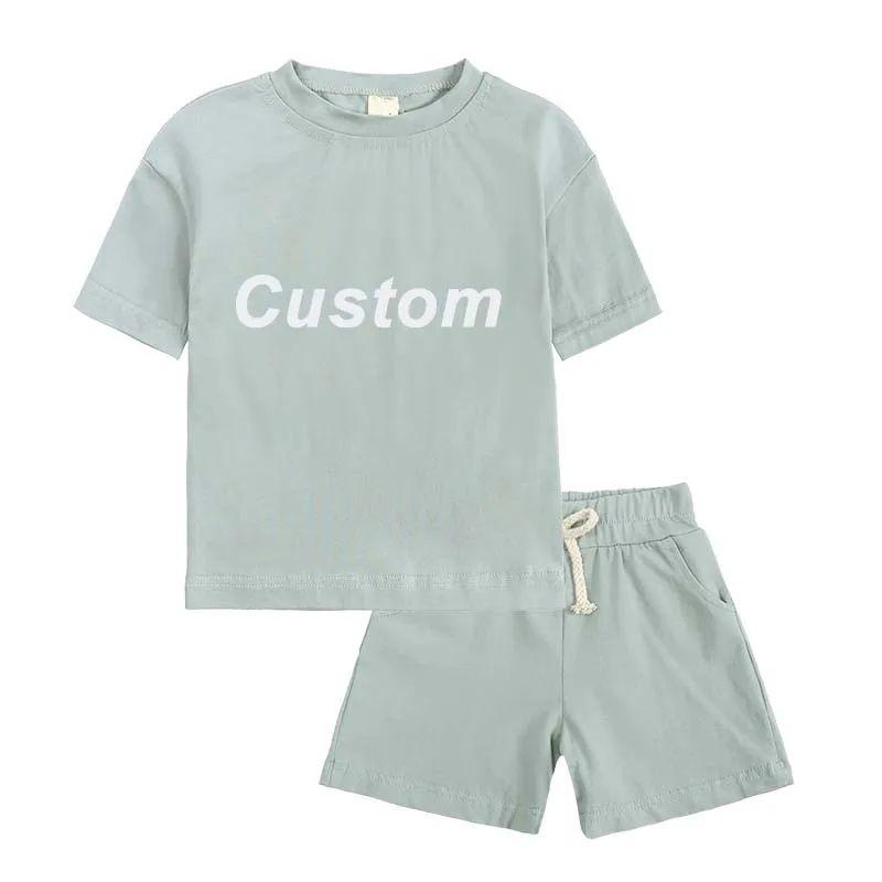 Conyson Kids Girls Summer Sets - Custom Logo & Solid Color