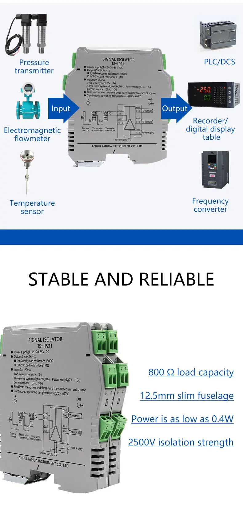 Analog Signal Isolator - 1 Input 1 Output 0-10V Control
