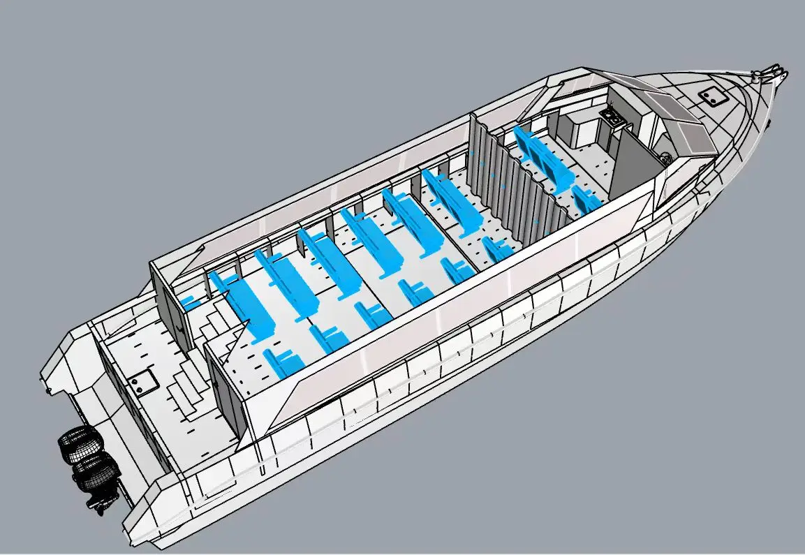 Double-decker Aluminum Boat - 17.6m, 60 Passenger Ferry