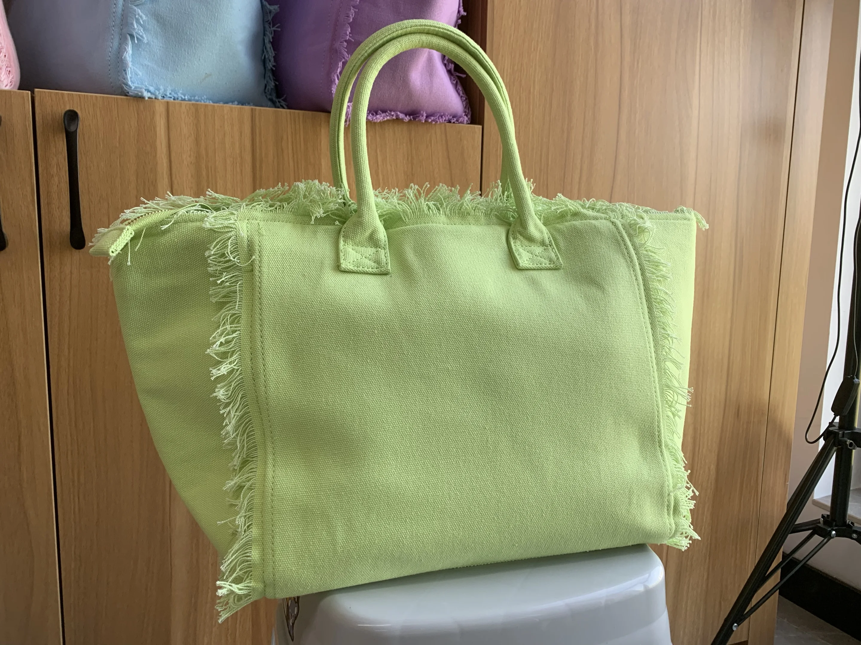 Keymay Good Quality Casual 6 Colors Women Travel Canvas Tote Bag Fringe ...