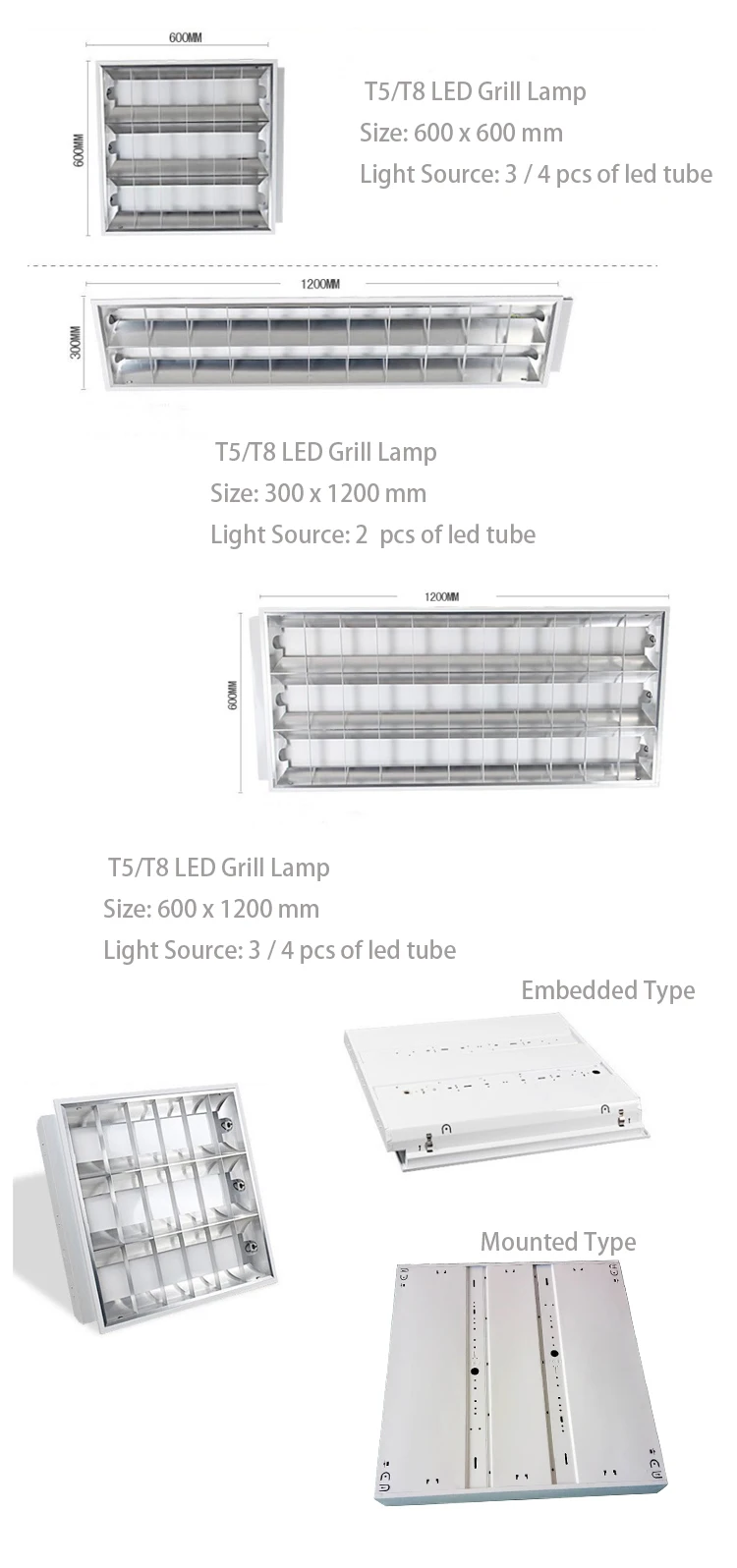 T8 Recessed Grille Lamp - Efficient Lighting Solutions